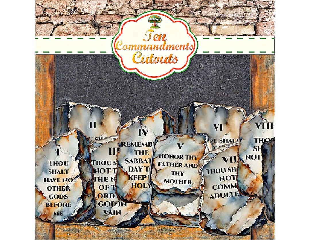 Ten Commandments Bulletin Board Cutouts, Religious Cutouts, Sunday ...