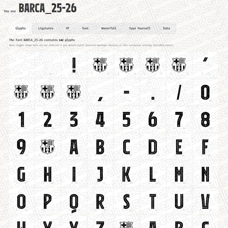 Font Vector 2026 Barcelona Font 25-26 Barca Football Soccer Shirt Name ...