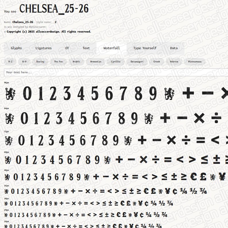 Chelsea Jersey Font Vector: 2025-2026 Football Season (svg, Ai, Eps ...
