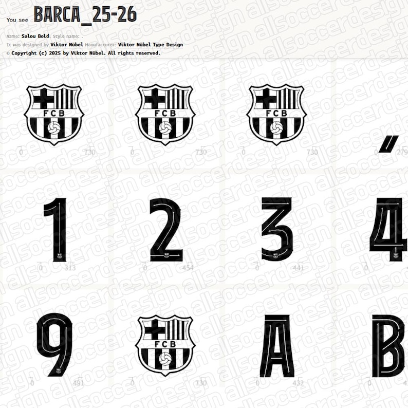 Font Vector 2026 Barcelona Font 25-26 Barca Football Soccer Shirt Name ...