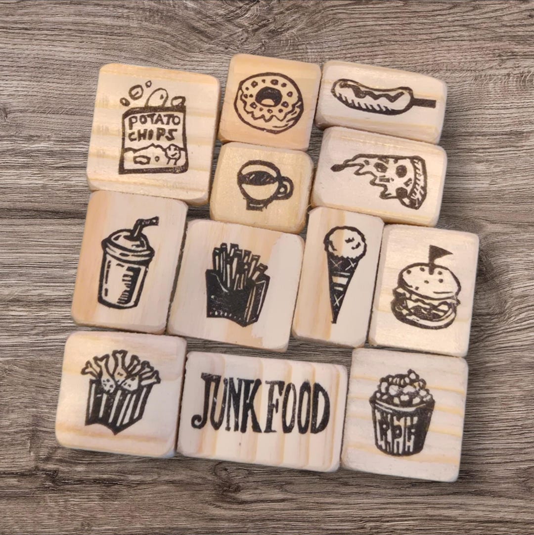 Hand-carved Rubber Stamp Set – Junk Food Collection - Etsy