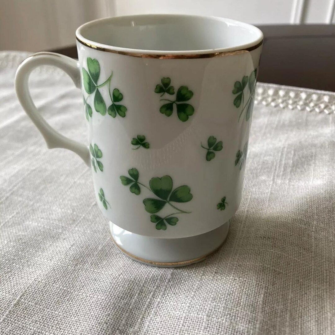 Vintage 1985 Lefton Shamrock Mug – Irish Coffee Cup With Green Clovers ...