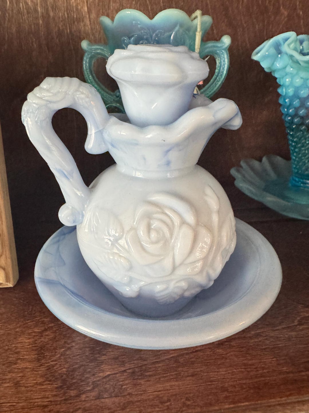 Vintage Avon Blue Glass Pitcher and Bowl - Etsy