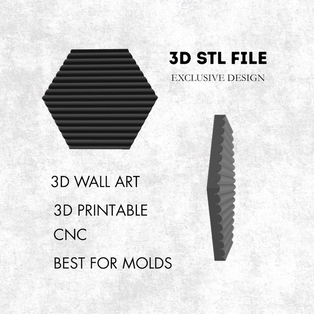 3D STL File: Hexagon Wall Tile Design for CNC, 3D Printing & Molds - Etsy