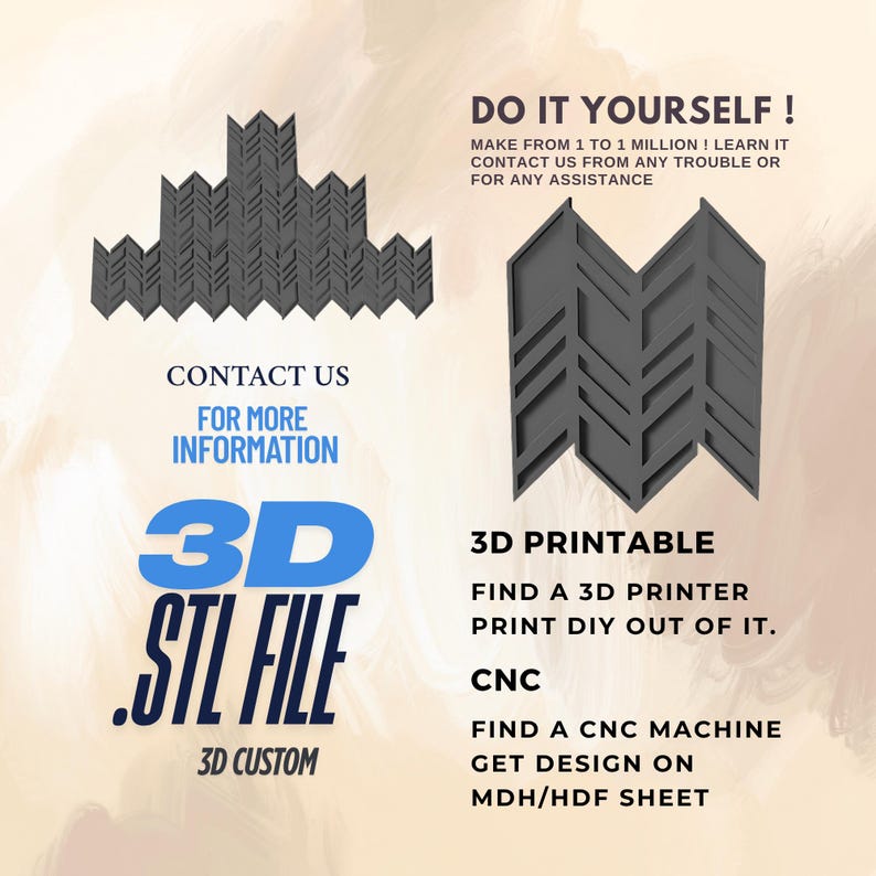 3D Chevron Zigzag Tile STL File - Etsy