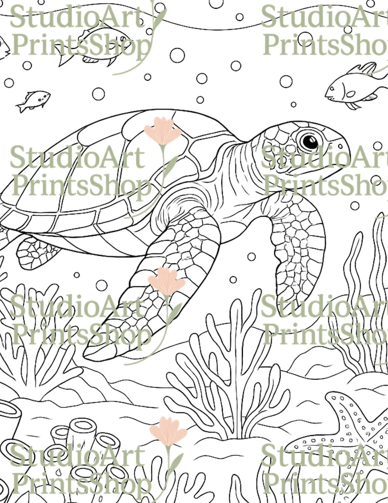 Ocean Fish Coloring Pages for Adults – Underwater Printable Bundle | 6 ...
