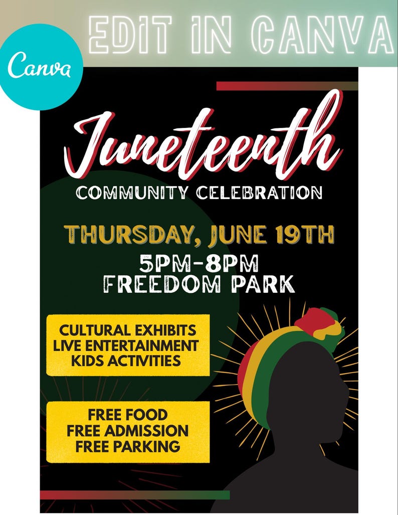 Juneteenth - Simple Community Flyer (editable Canva Download) - Etsy
