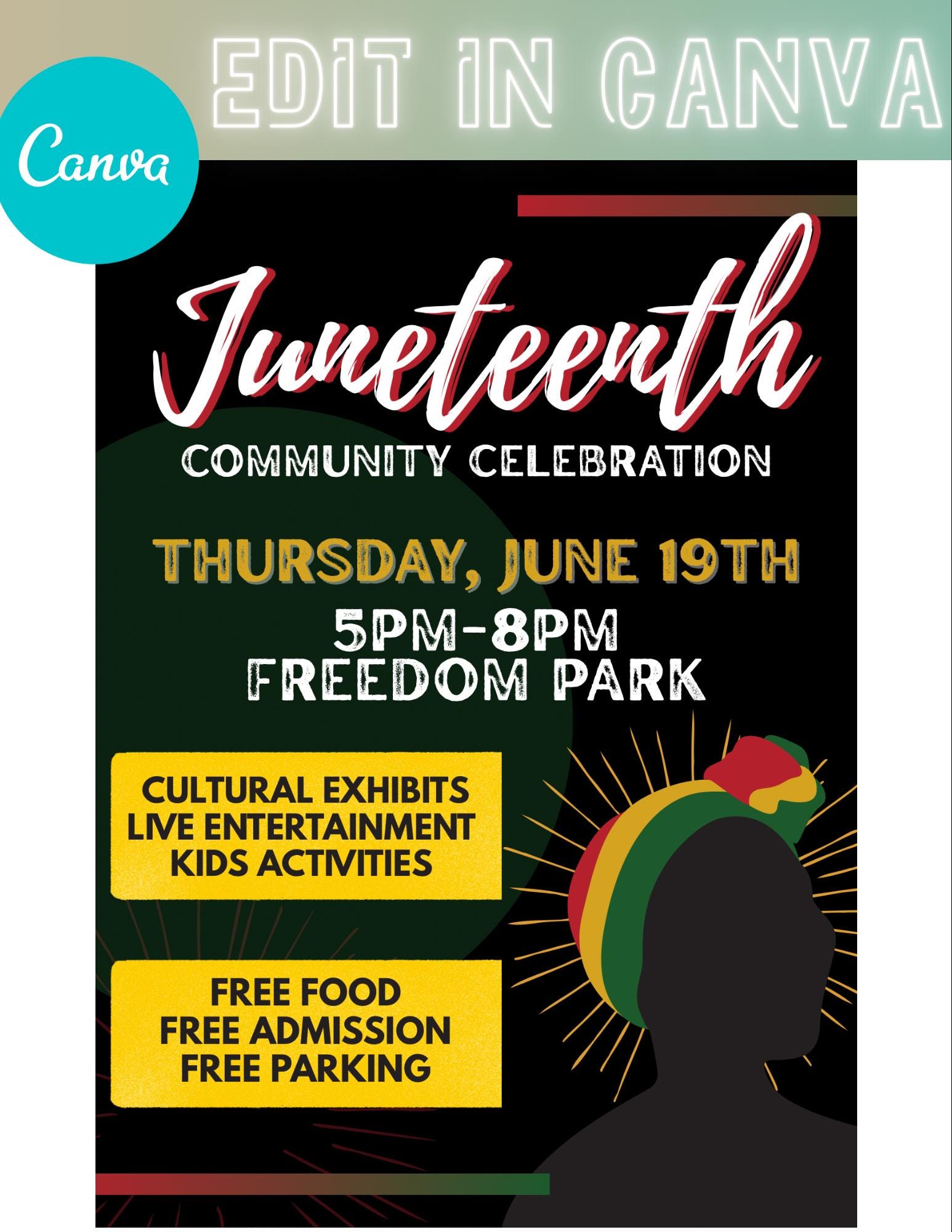 Juneteenth - Simple Community Flyer (editable Canva Download) - Etsy