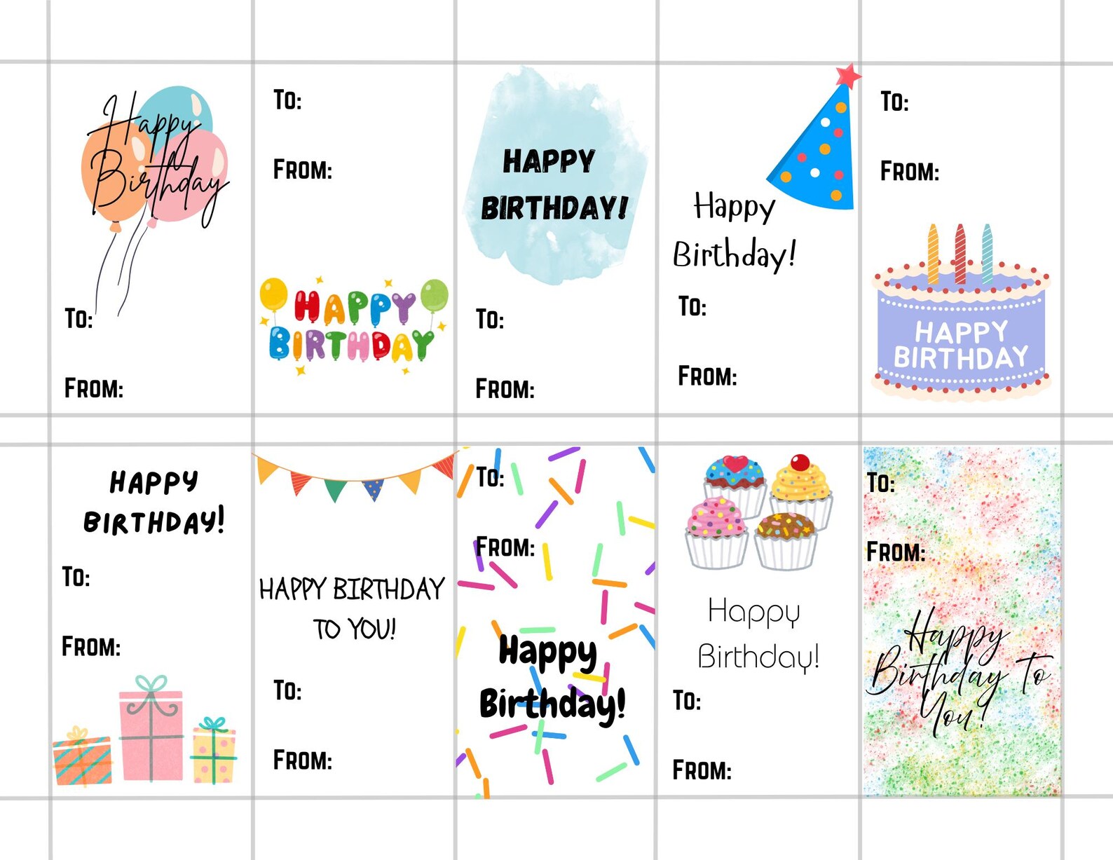Printable Digital Birthday Gift Tags, Happy Birthday Gift Tags ...