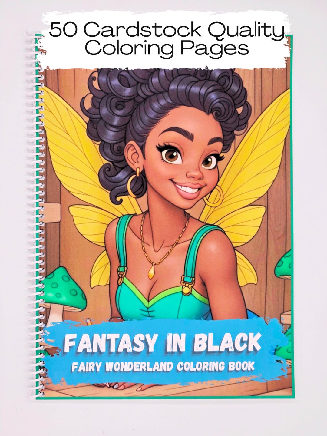 Fantasy in Black Fairy Coloring Book Adult Spiral A4 Whimsical Art ...
