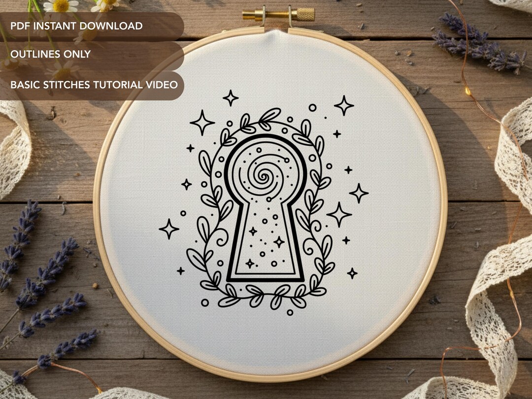 Galaxy Keyhole Embroidery Pattern (no Stitch Guide) | Mystical ...
