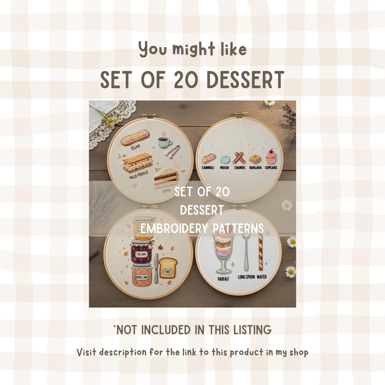 French Pastry Embroidery Pattern (no Stitch Guide) | Éclair Mille ...