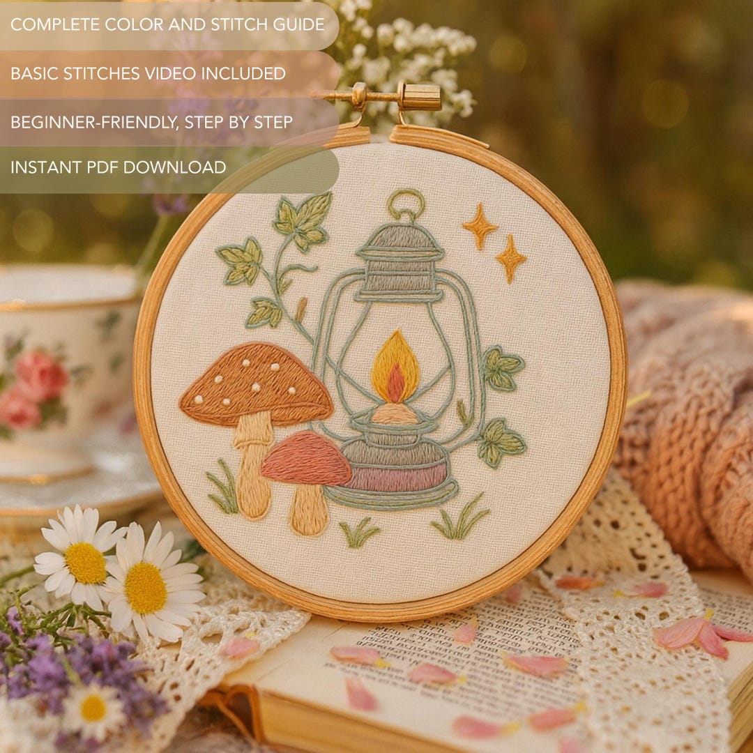 Mushroom Hand Embroidery Pattern | Cottagecore Embroidery Design - Etsy