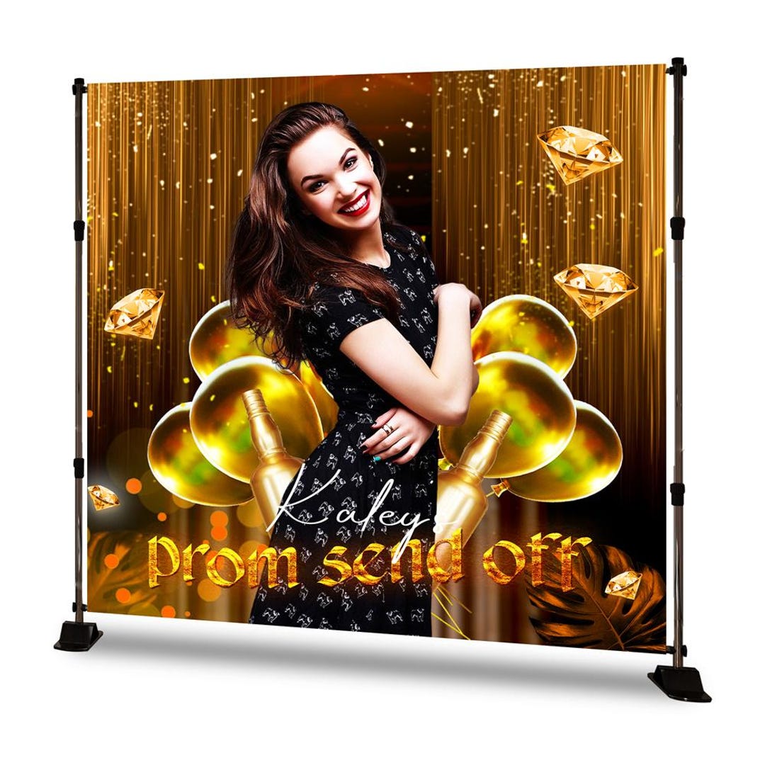 Prom Send-off Backdrop – Gold Diamond & Champagne Party Background ...