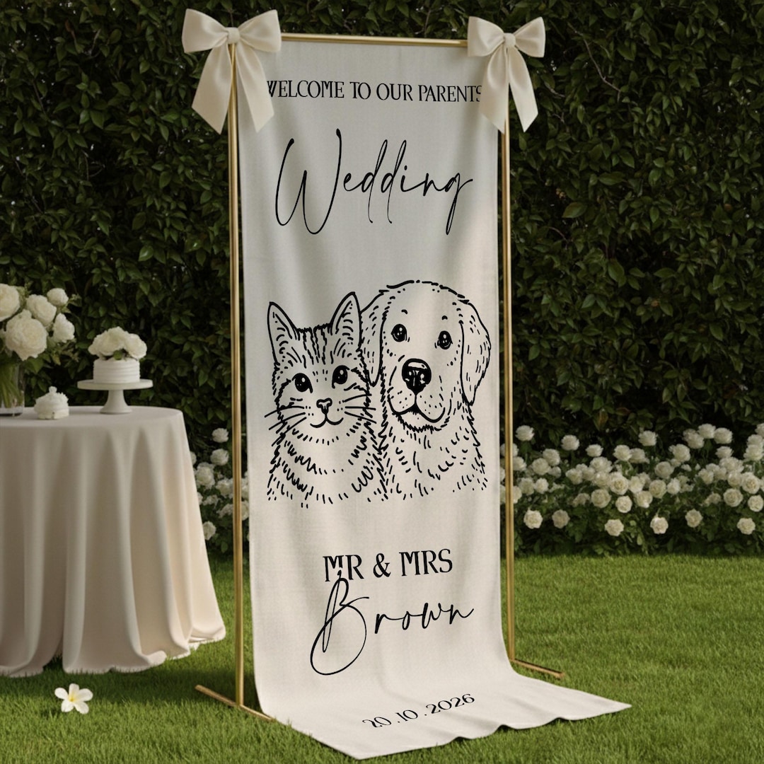 Custom Pet Wedding Welcome Sign: Pet Portrait Banner - Etsy