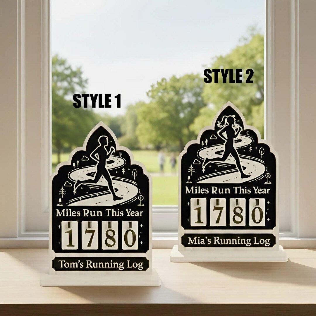 Personalized Running Miles Tracker Sign: Flip Number Counter, Yearly ...