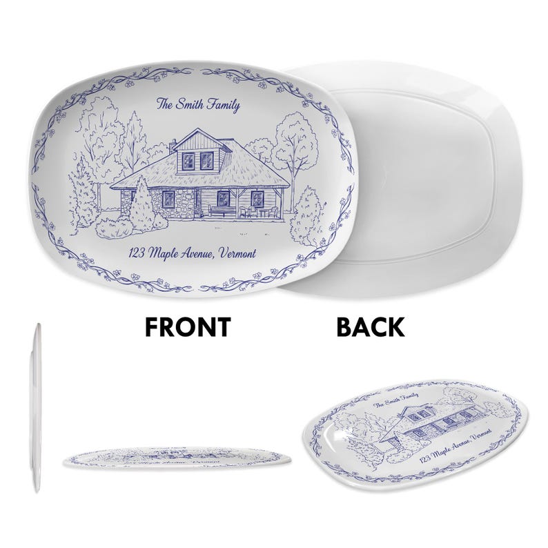 Custom House Photo Platter: Personalized House Chinoiserie Style Decor ...