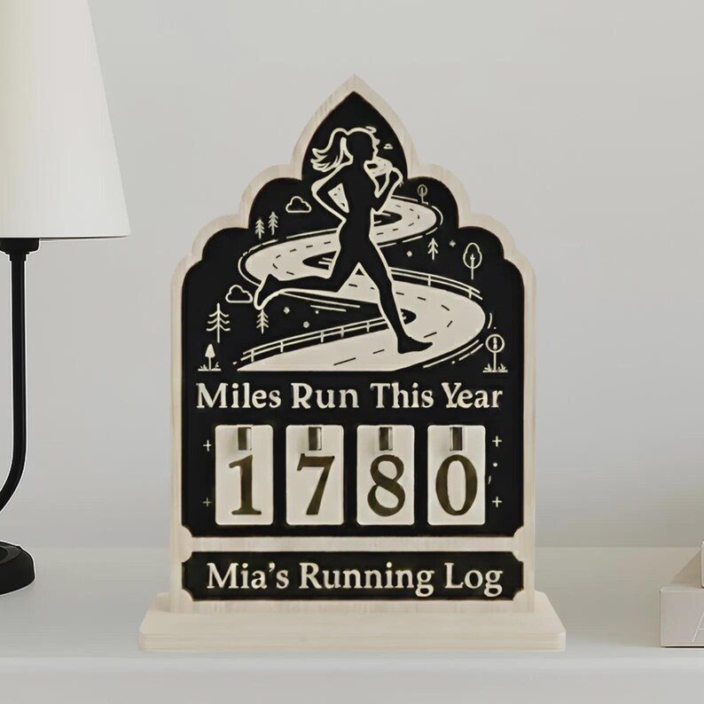 Personalized Running Miles Tracker Sign: Flip Number Counter, Yearly ...