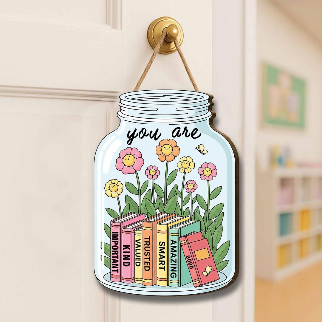 Inspirational Classroom Sign: Floral Book, Positive Affirmations ...