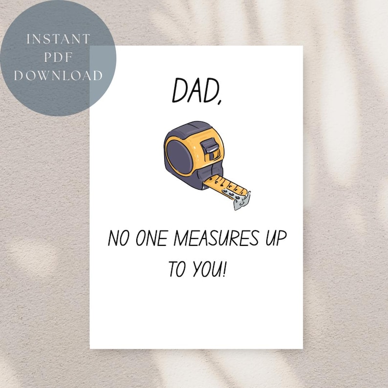 Funny Father’s Day Card | No One Measures up to You | Tool Pun Card for ...