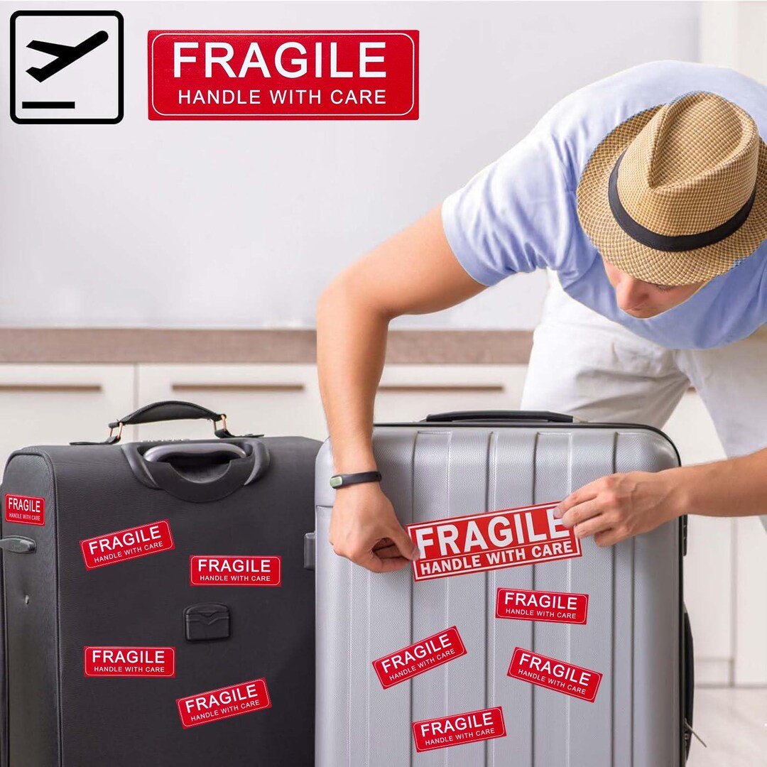 Fragile Handle With Care Stickers: Red Warning Labels for Shipping - Etsy