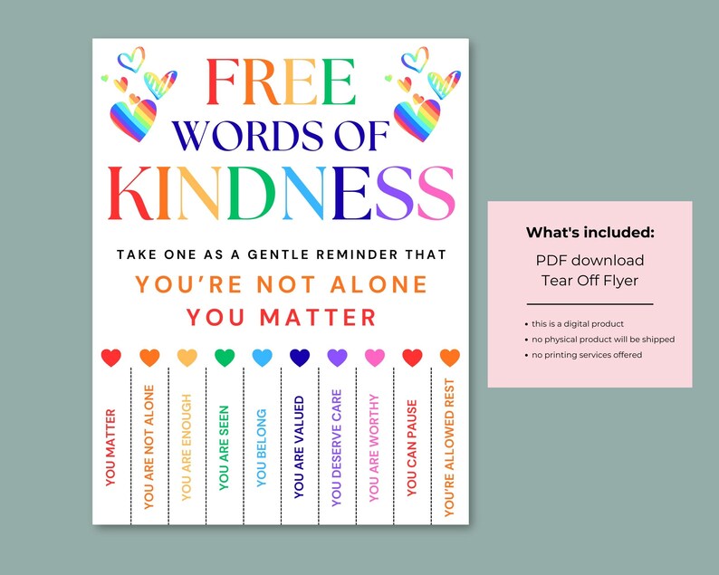 Random Acts of Kindness Activity, Tear off Flyer, Kindness Poster ...