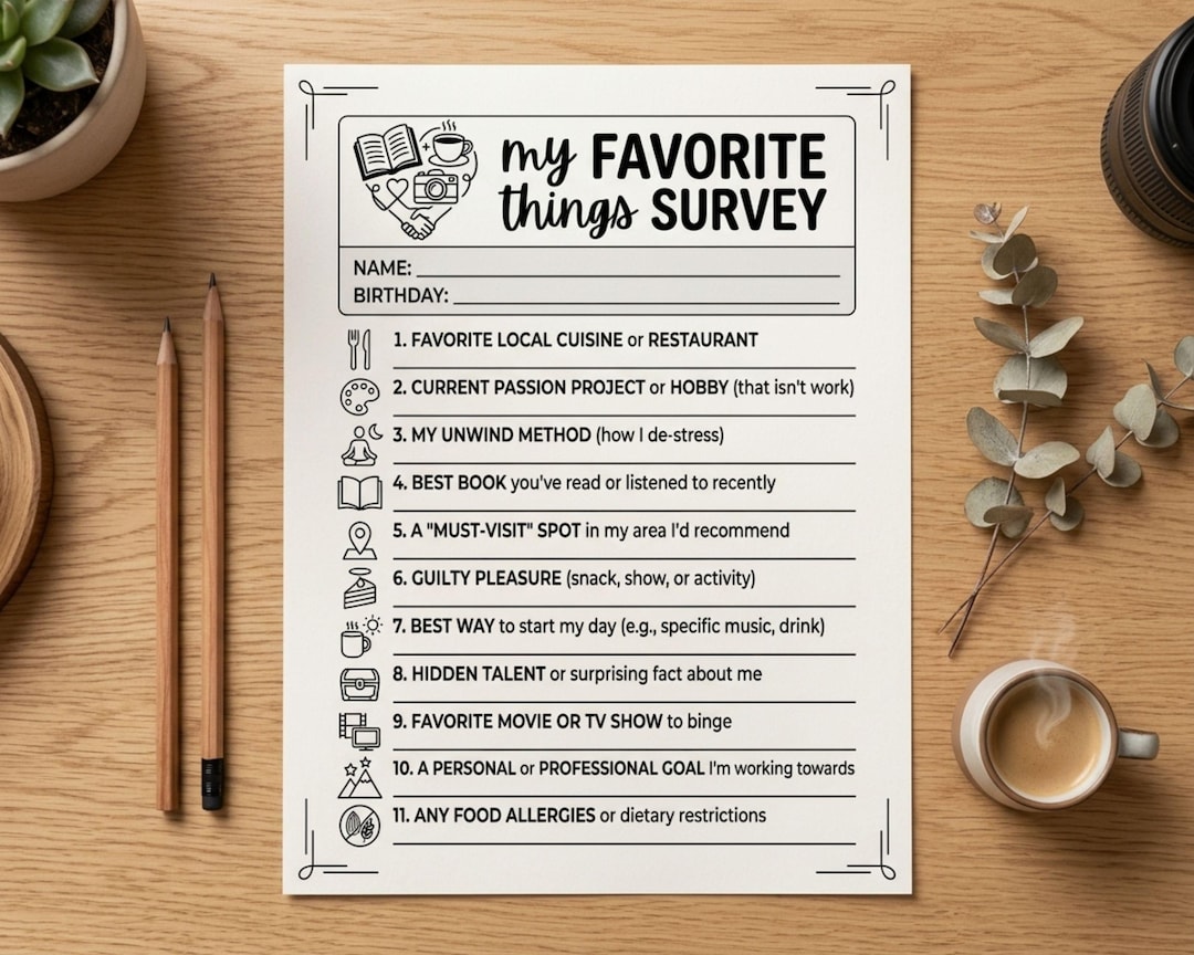 Favorite Things Form, Employee Favorites, Favorite Things List, Get to ...