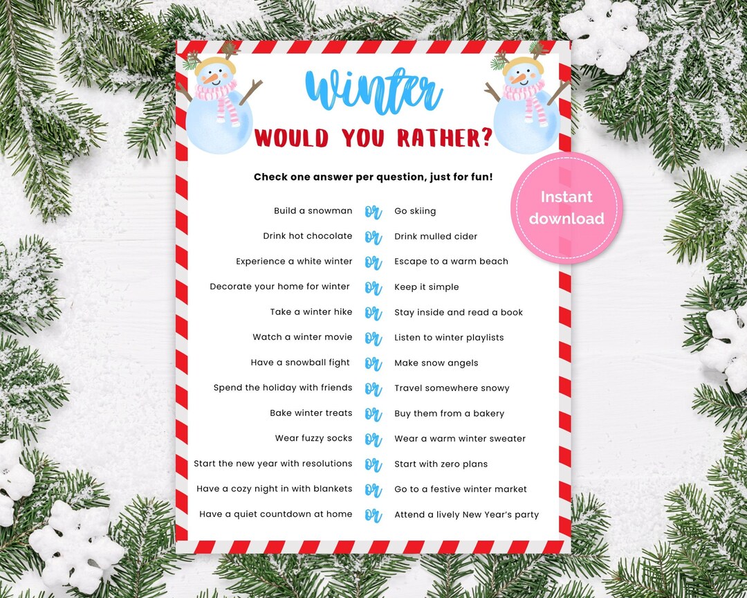 Winter Trivia Game, Printable Holiday Activity, Winter Games, Winter ...