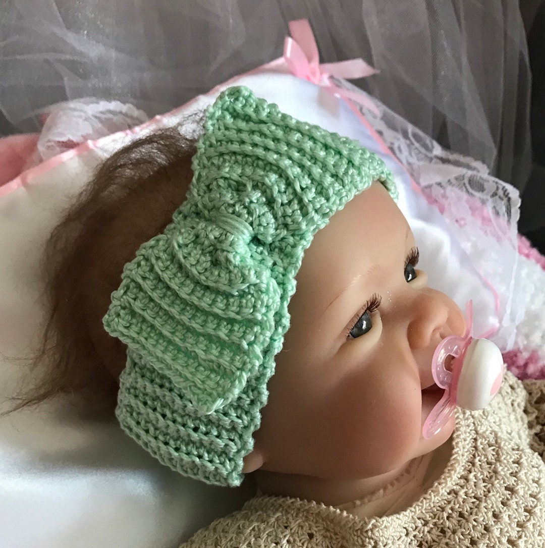 Stitches by Julie 4 Kids, Girls Green Headband, Baby Bow Headband, Baby ...