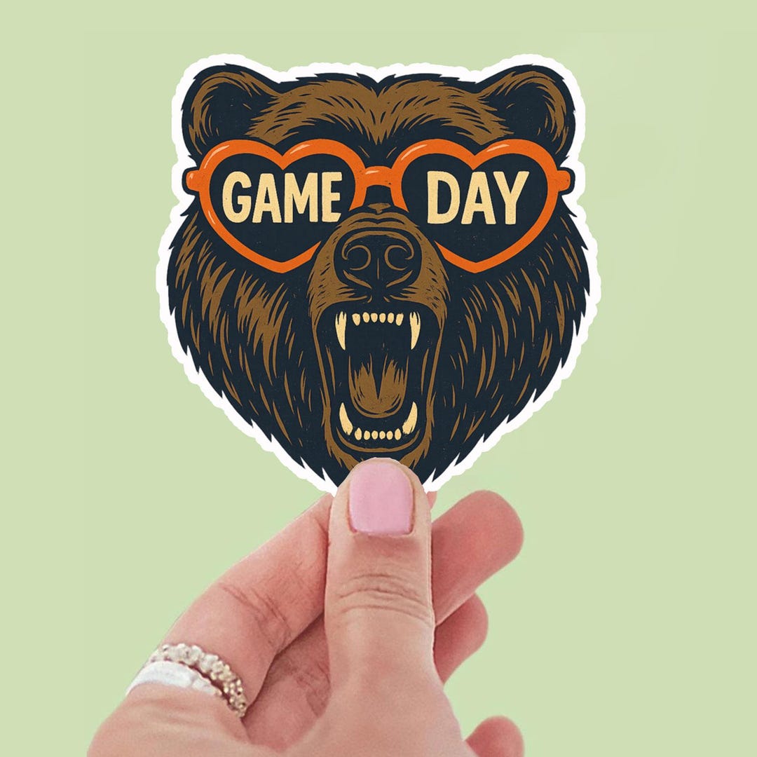 Game Day Funny Bear Sticker, Game Day Bear Sticker, Chicago Bears, Game ...
