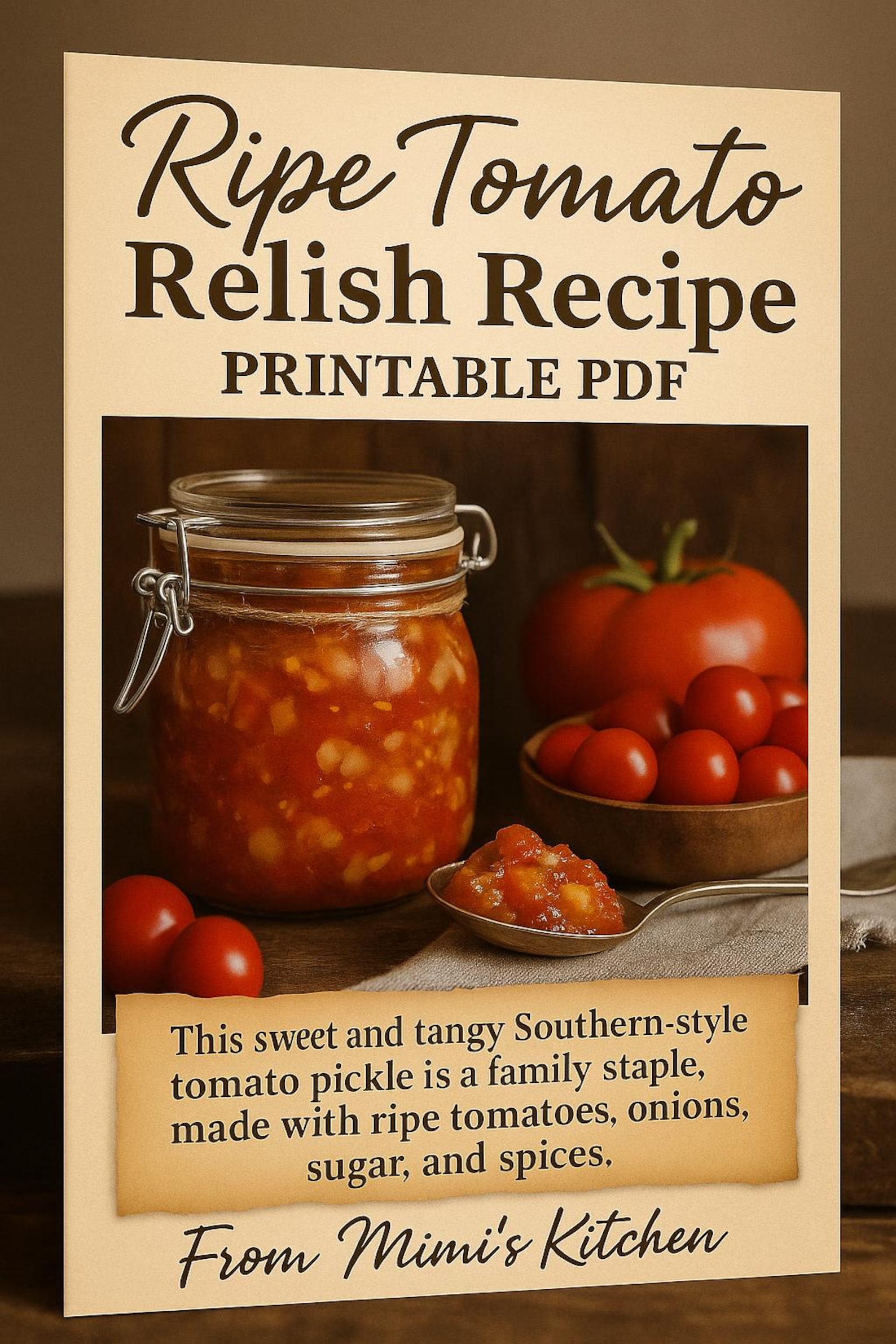 Ripe Tomato Relish Recipe – Southern Pickle PDF From Mimi’s Kitchen - Etsy
