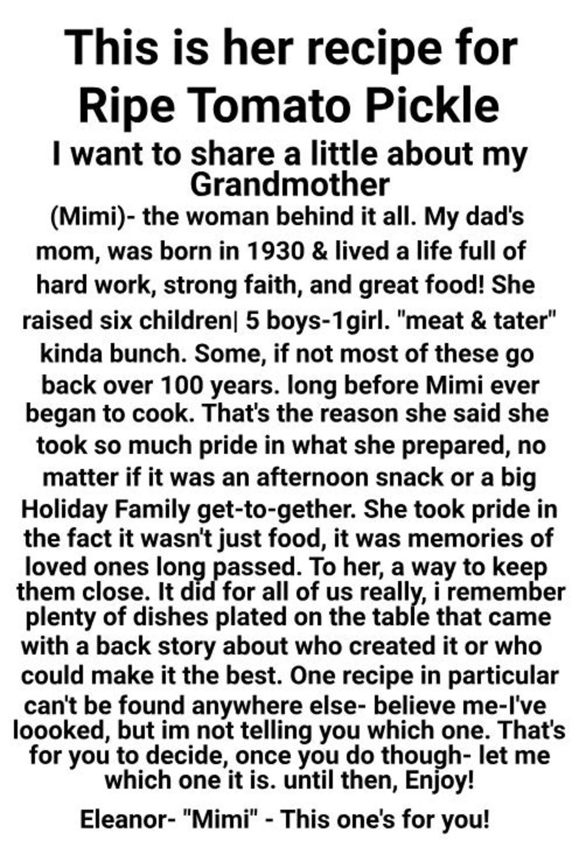 Ripe Tomato Relish Recipe – Southern Pickle PDF From Mimi’s Kitchen - Etsy