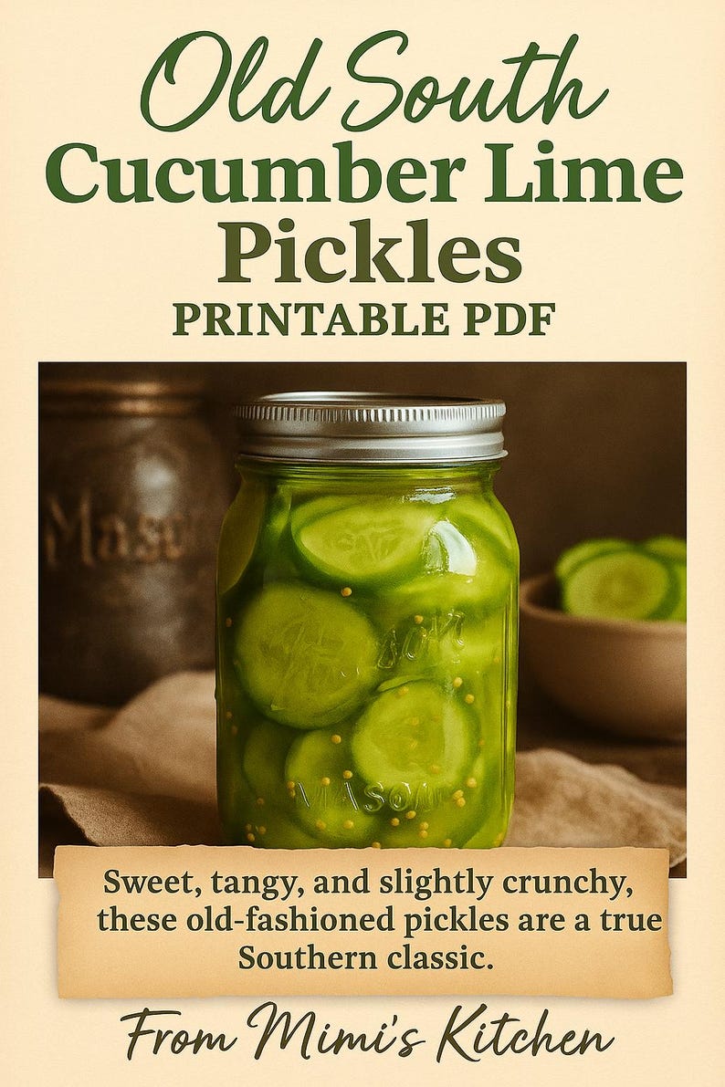 Old South Cucumber Lime Pickles – Vintage Southern Printable Recipe PDF ...