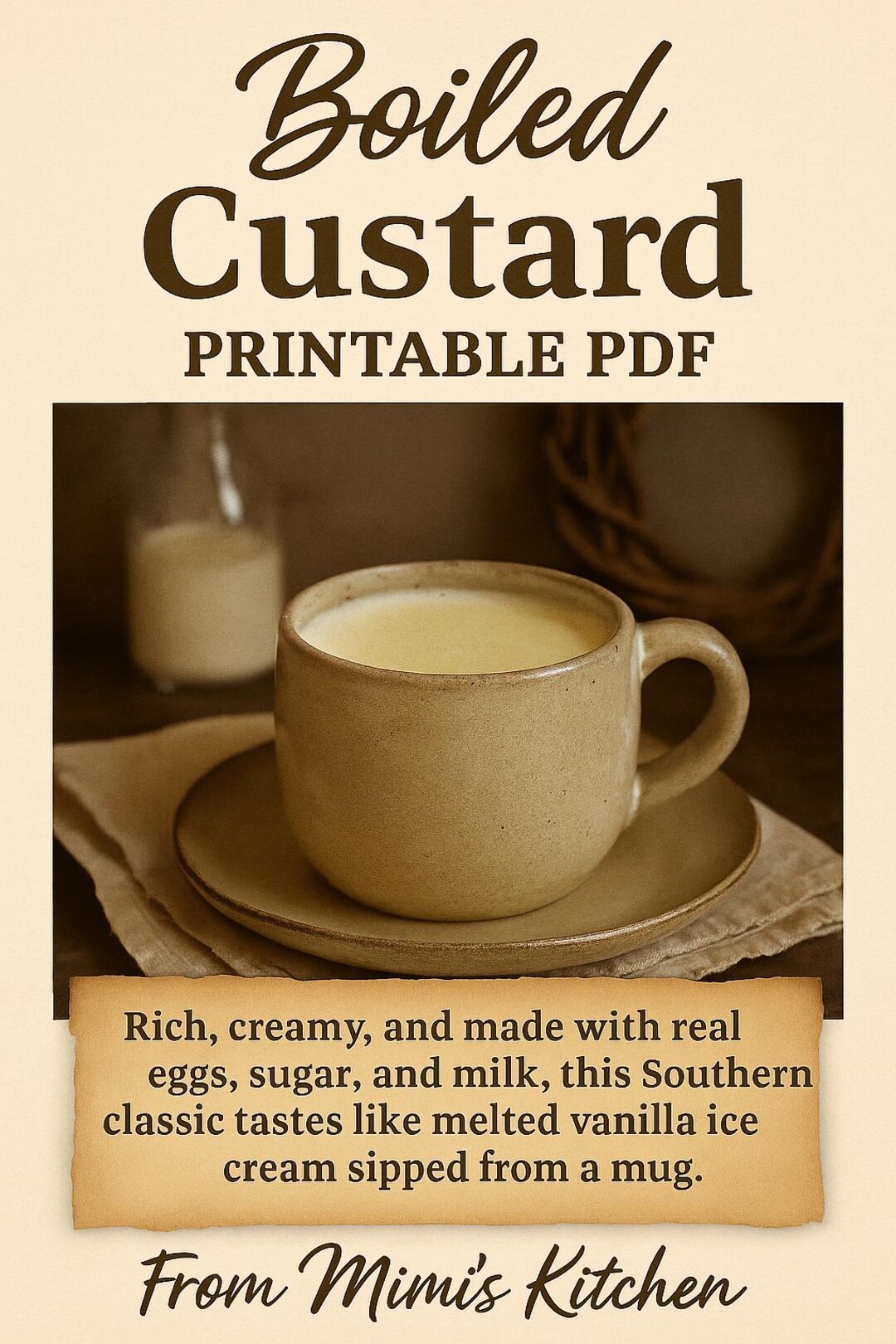 Southern Boiled Custard | Creamy Vanilla Holiday Treat | Printable ...