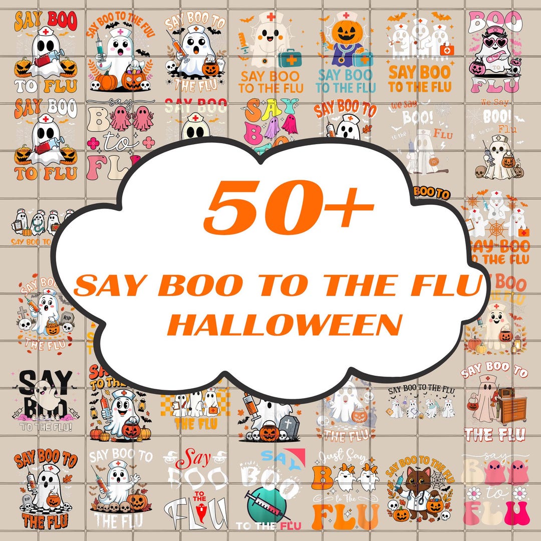 Say Boo to the Flu Png Bundle, Retro Nurse Ghost Halloween Png , Spooky ...