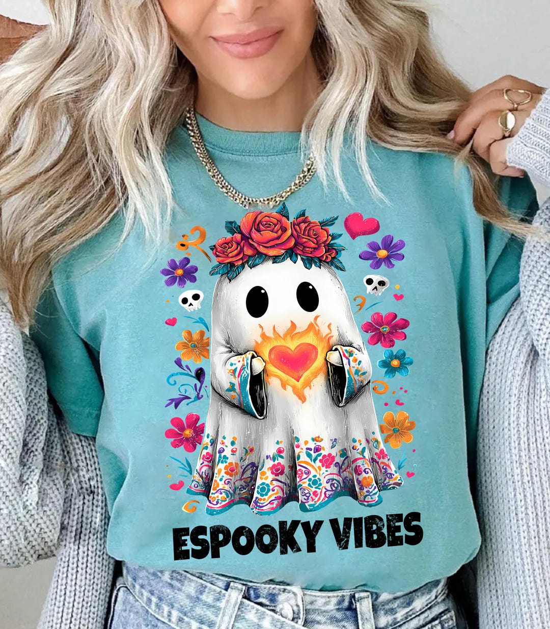 Spooky Mexican Conchas Ghost PNG, Espooky Vibes Halloween Clipart, Cute ...