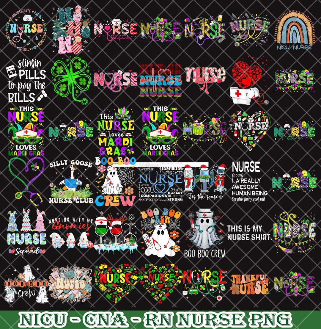 50+ NICU, CNA, RN, Nurse Png Bundle, Retro Halloween Nurse Png, Nurse ...