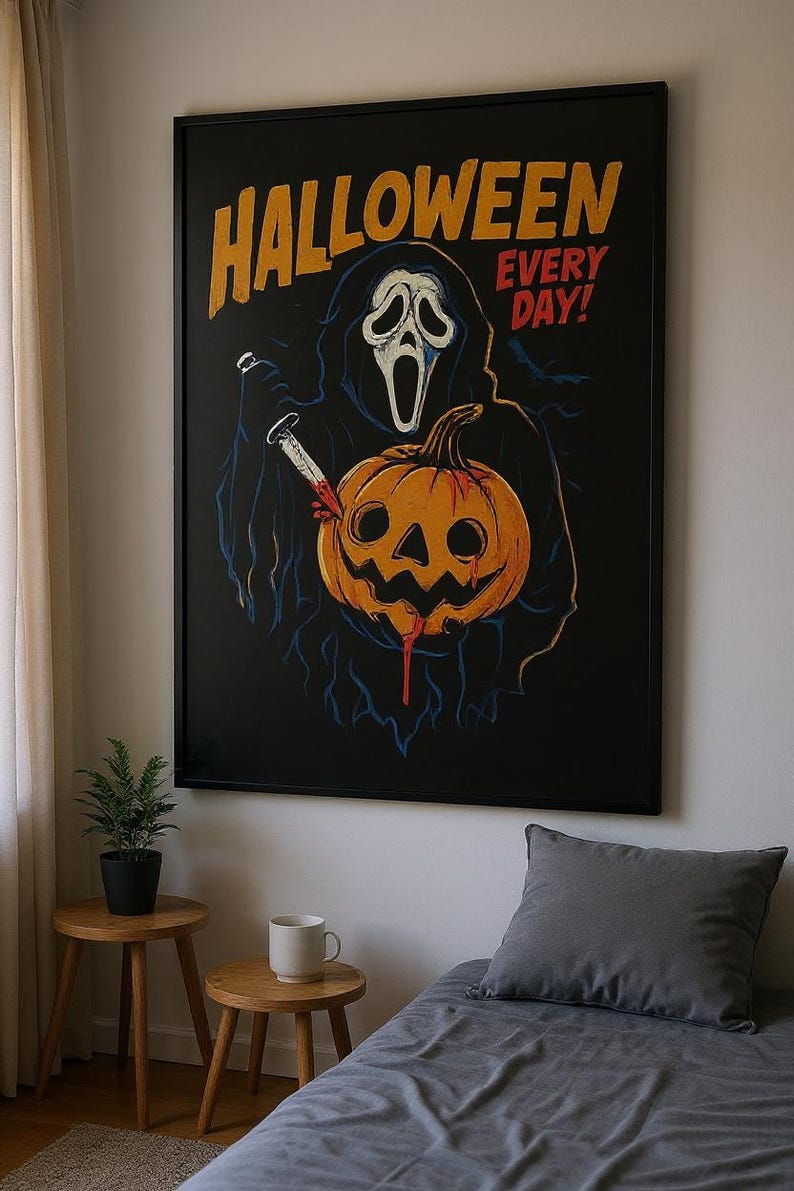 HALLOWEEN EVERY DAY! Printable Art – Spooky Ghost With Pumpkin Dagger ...