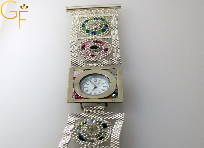 Sterling Silver Watch Handmade With Swarovski Fancy Stone, Swarovski ...
