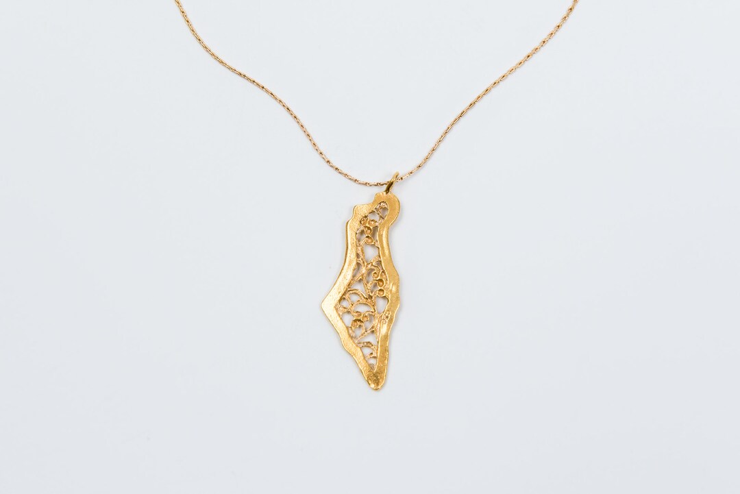 Handcraft Israel Map 14K Gold Pendant Israel Map Necklace - Etsy