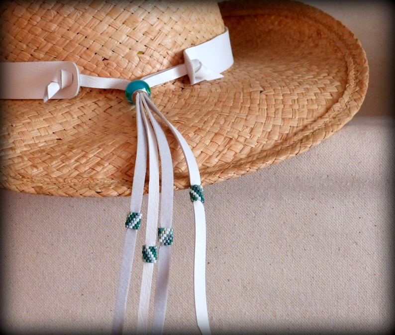 Western Cowboy Hat Band, Peyote Stitch, Delica Beads and Leather in ...