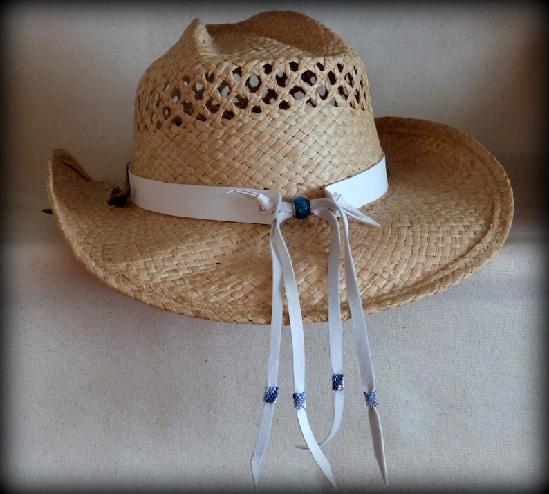 Western Cowboy Hat Band, Peyote Stitch, Delica Beads and Leather in ...