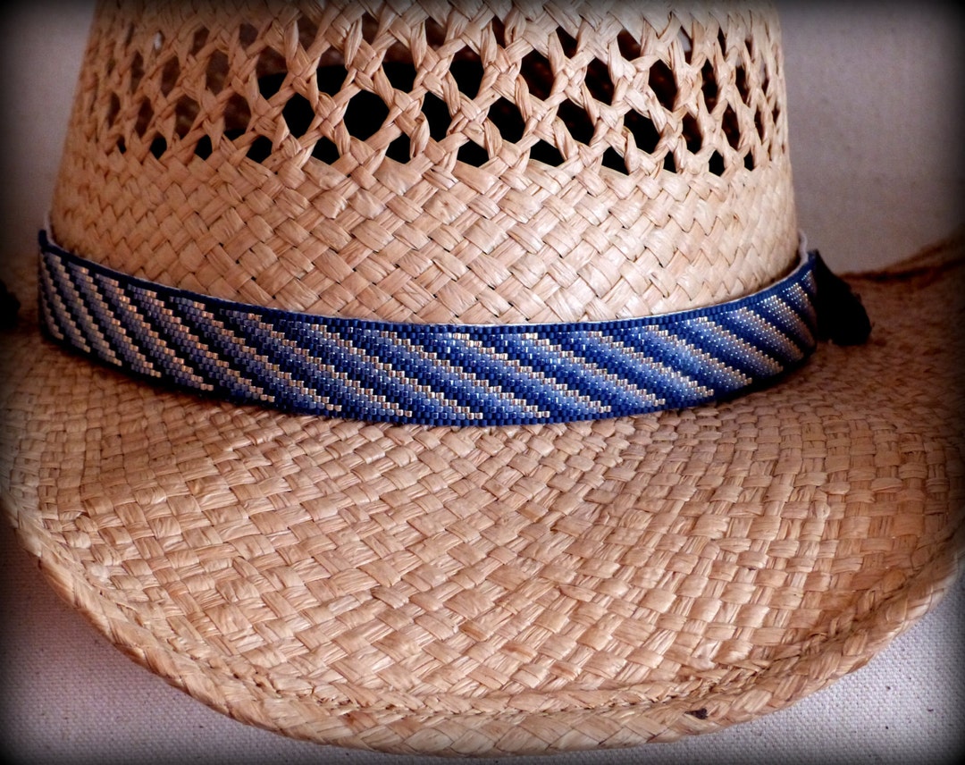 Western Cowboy Hat Band, Peyote Stitch, Delica Beads and Leather in ...