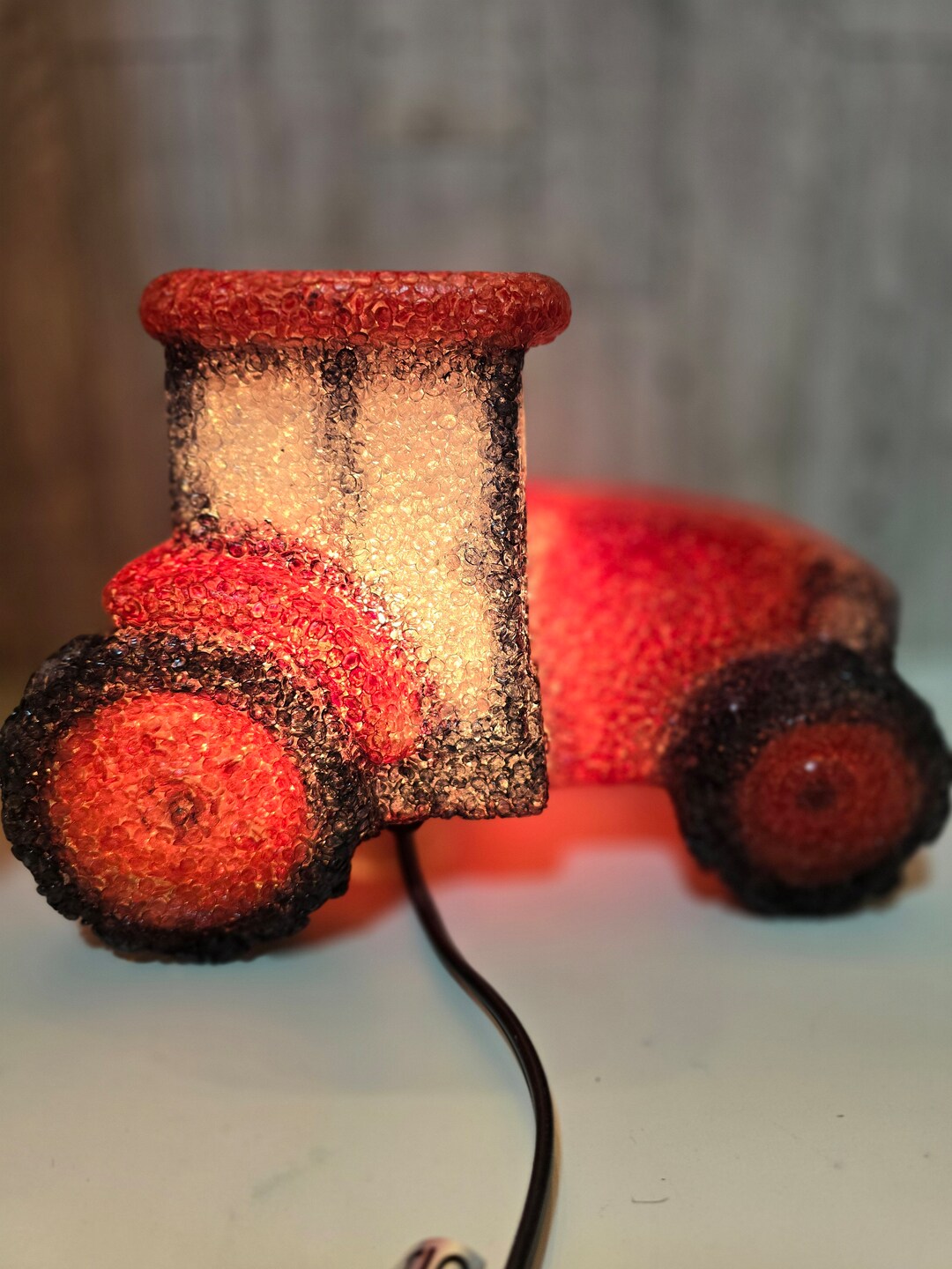 Vintage Red Tractor Plastic Popcorn Lamp - Etsy