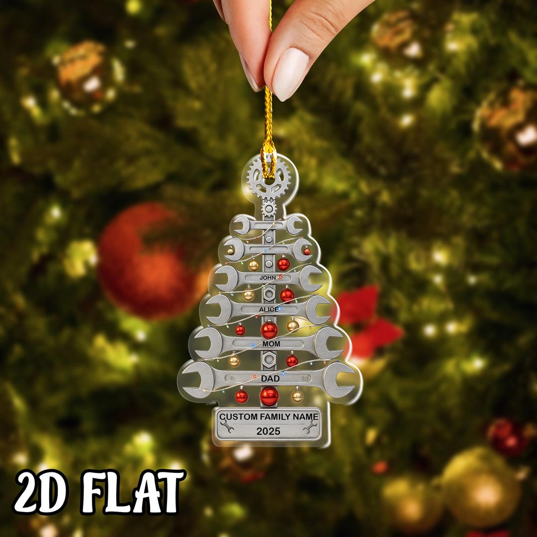 Custom Wrench Tool Christmas Tree Ornament 2025, Personalized Mechanic ...