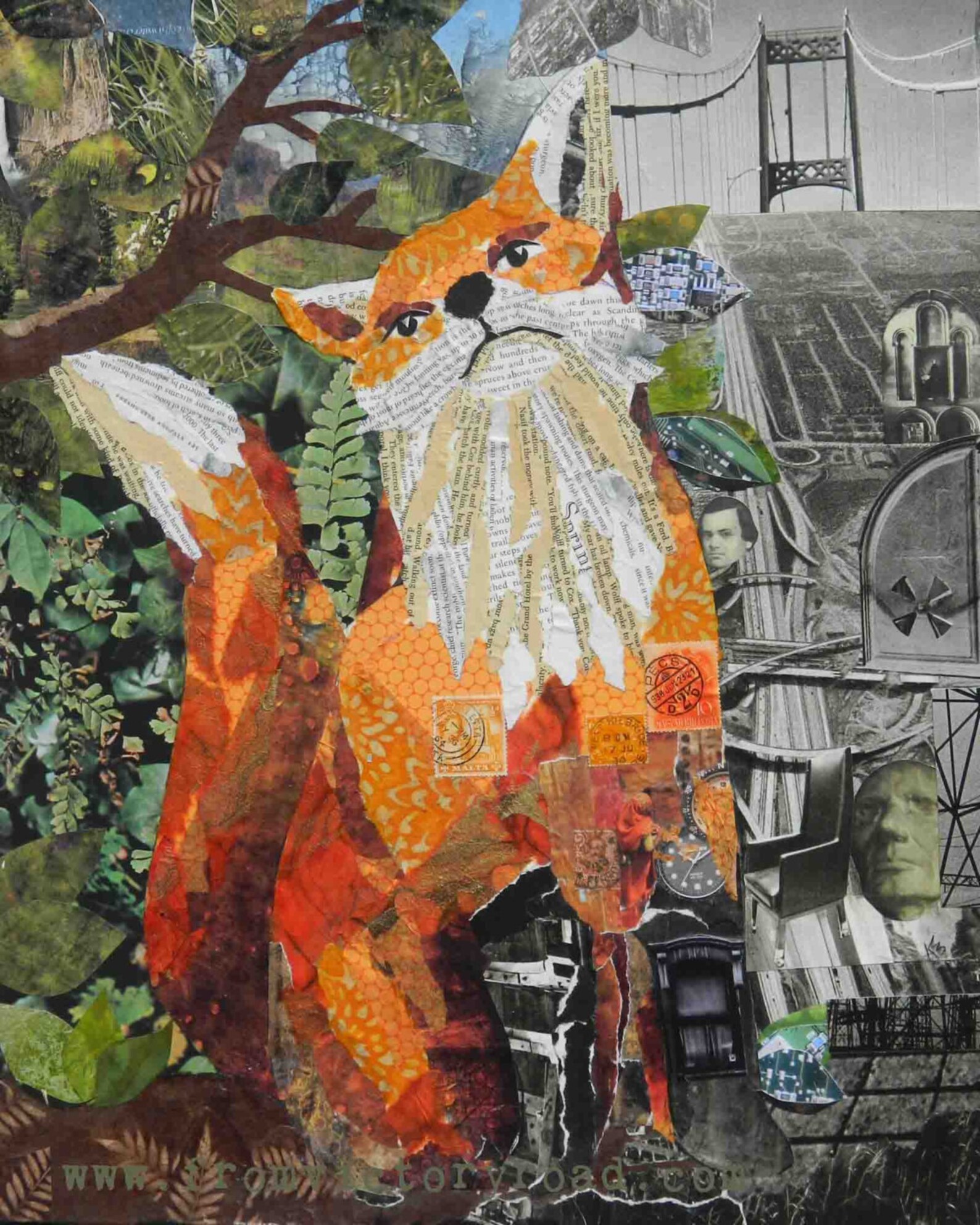 11 X 14 Print of encroachment Collage Fox | Etsy