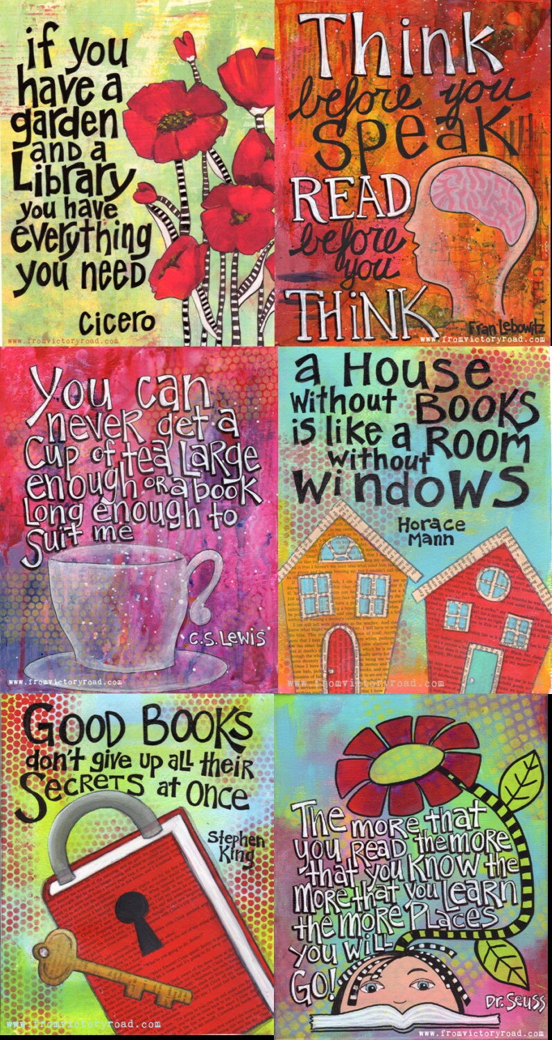 Set of Six Book Quote Prints | Etsy