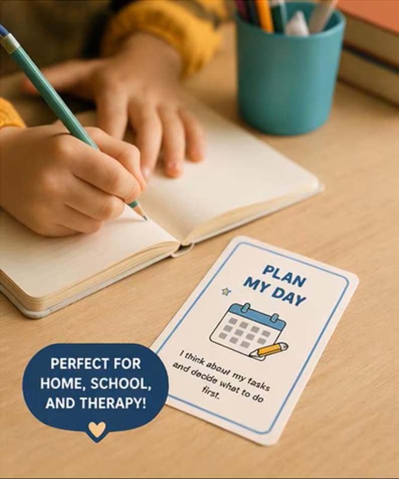 Executive Functioning Printable Cards for Kids, ADHD Routine Cards ...
