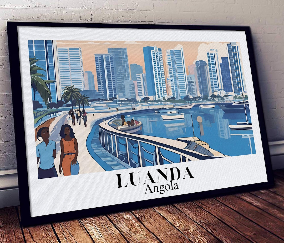 Luanda Angola Travel Poster, African City Skyline Wall Art, Angolan ...