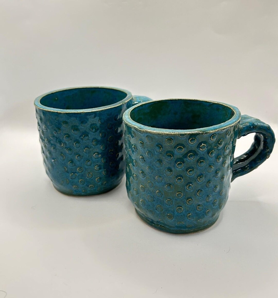 Stacking Mugs | Teal Blue | Set of Two "dot" Mugs - Etsy